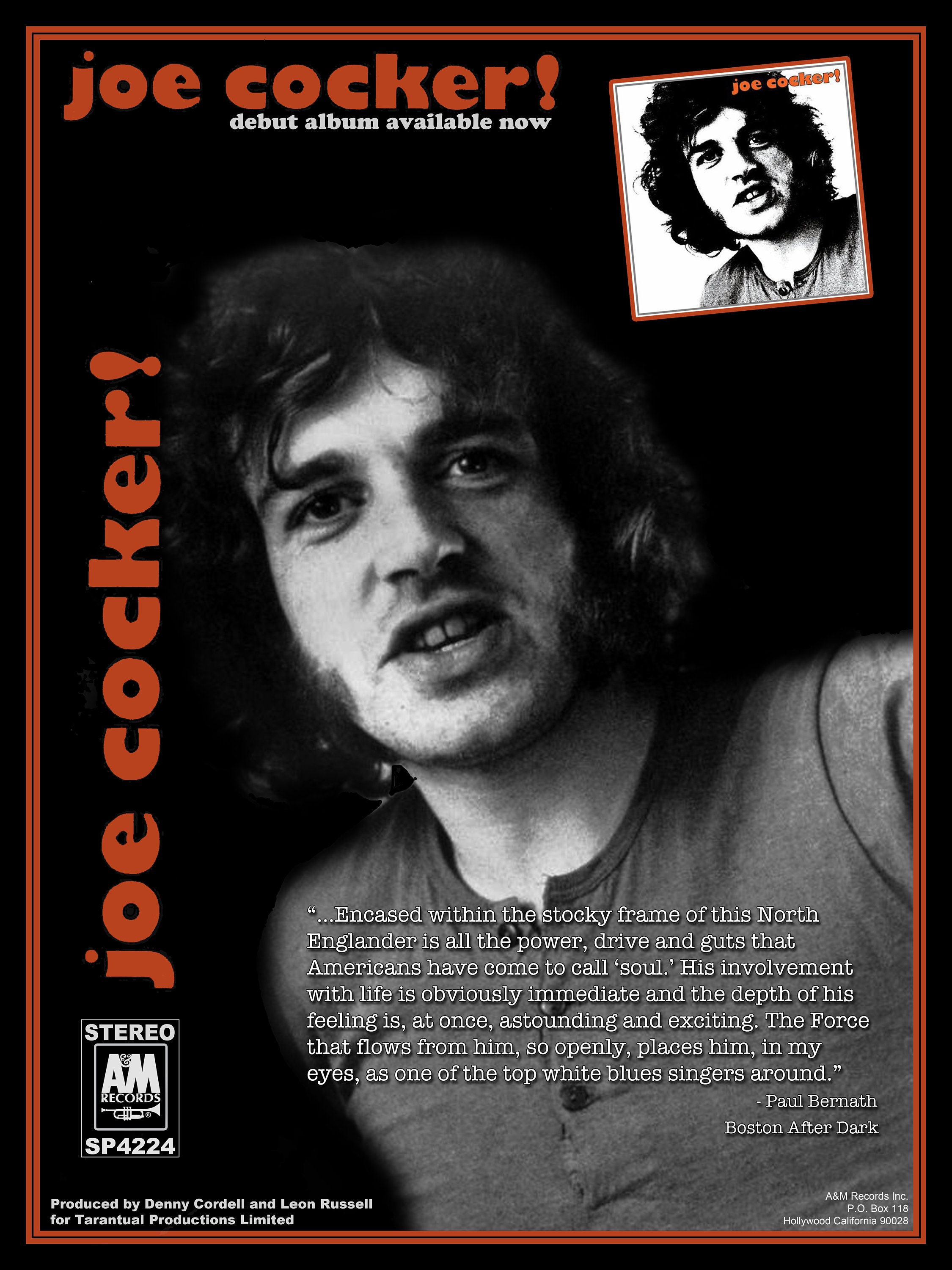Joe Cocker Debut LP « Promo » Poster Produit par Leon Russell - Etsy France