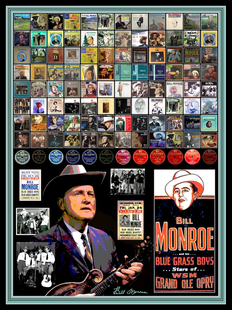 18x24 Bill Monroe and His Bluegrass Boys LP Poster Lester Flatt, Earl ...