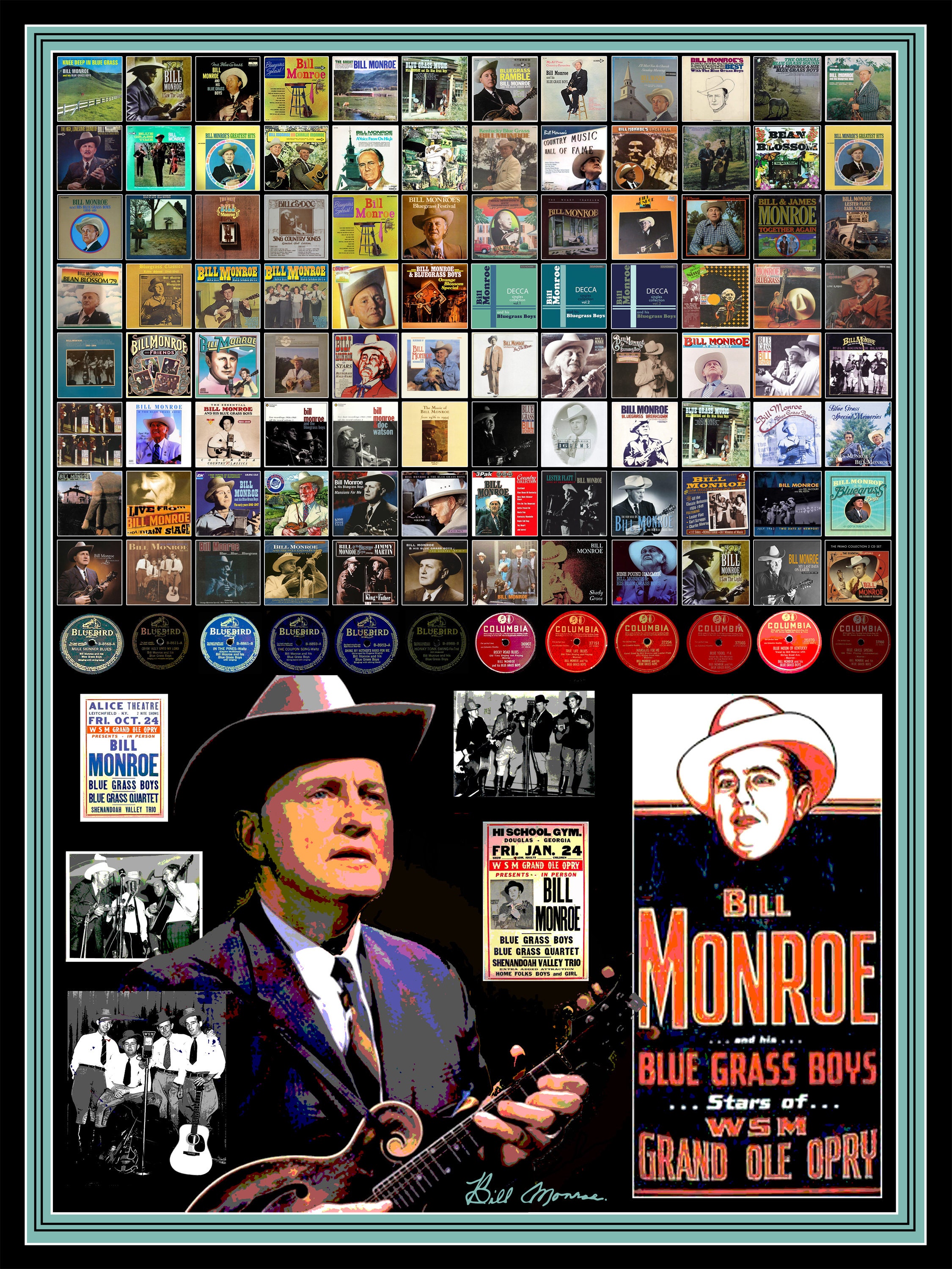 18x24 Bill Monroe and His Bluegrass Boys LP Poster Lester Flatt, Earl ...