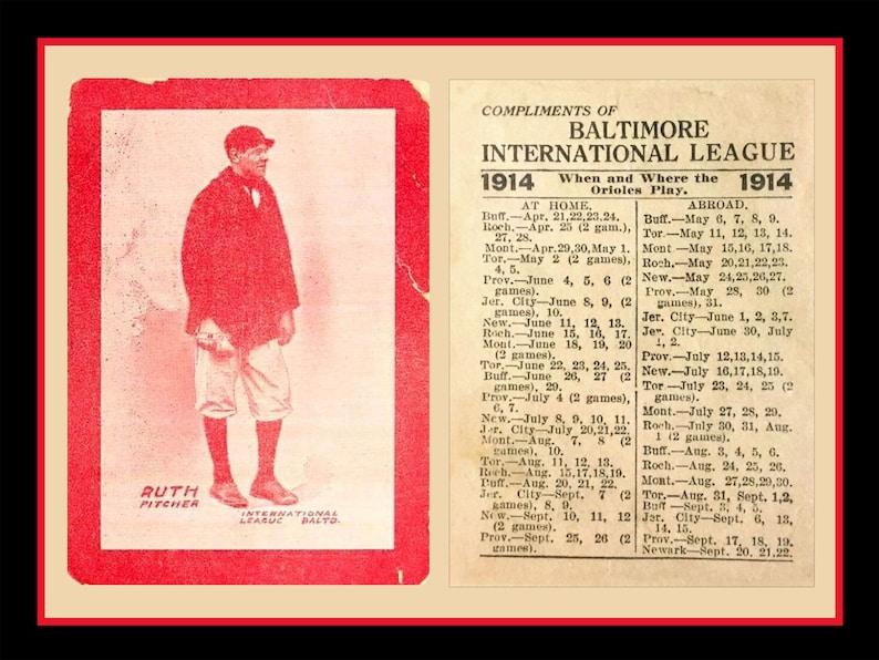 1914 Babe Ruth Baseball Card Front and Back 24x18 Horizontal Poster - Etsy