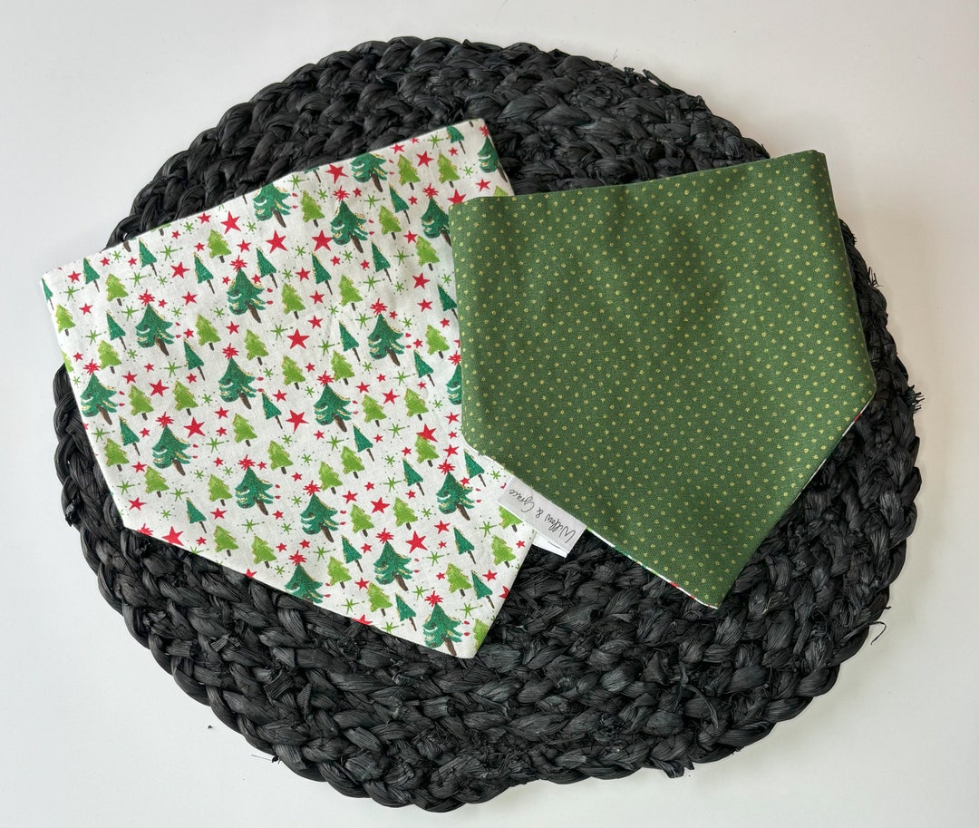 Glitter Trees Bandana, Reversible Dog Bandana, Scrunchie Dog Bandana ...