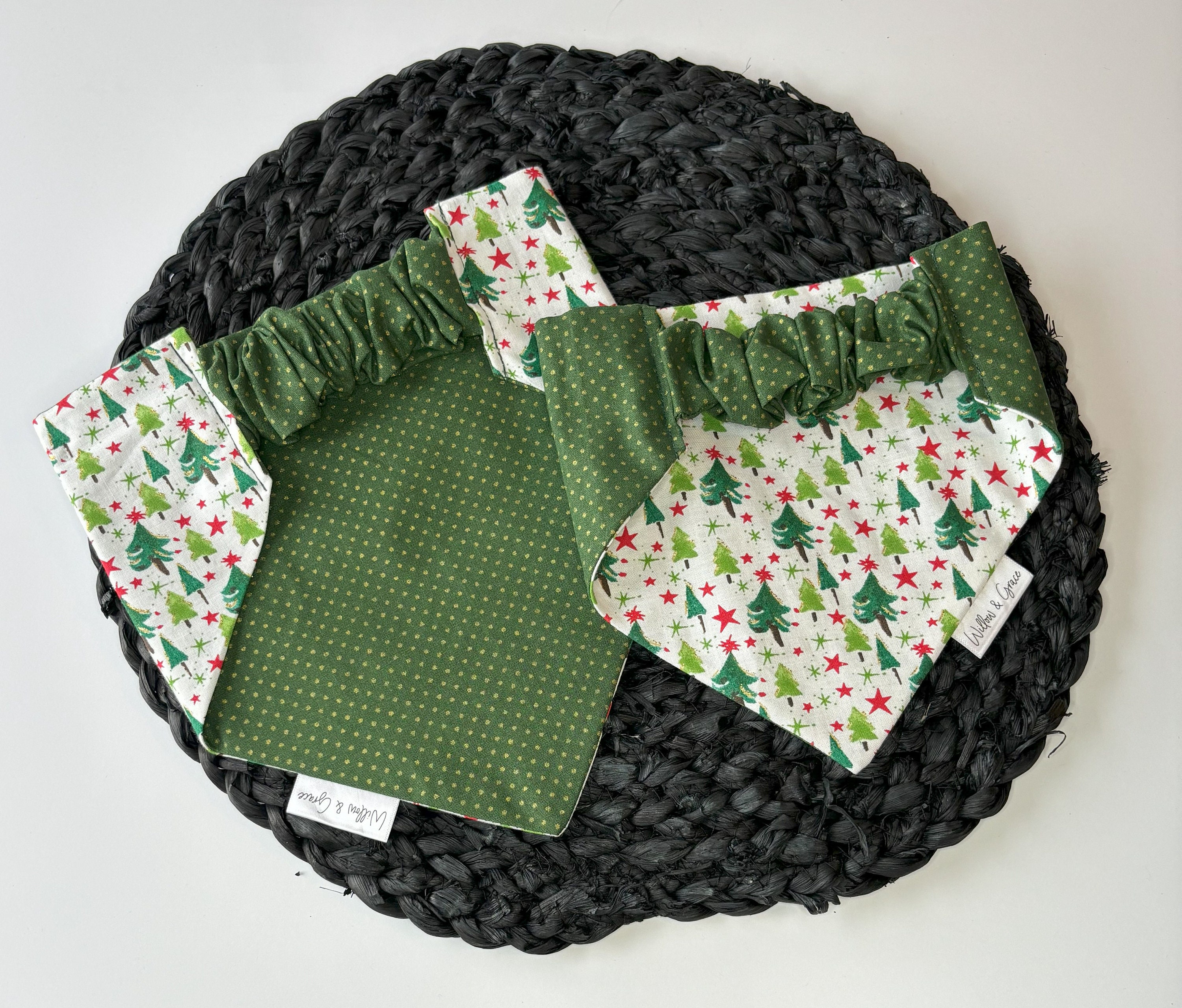 Glitter Trees Bandana, Reversible Dog Bandana, Scrunchie Dog Bandana ...