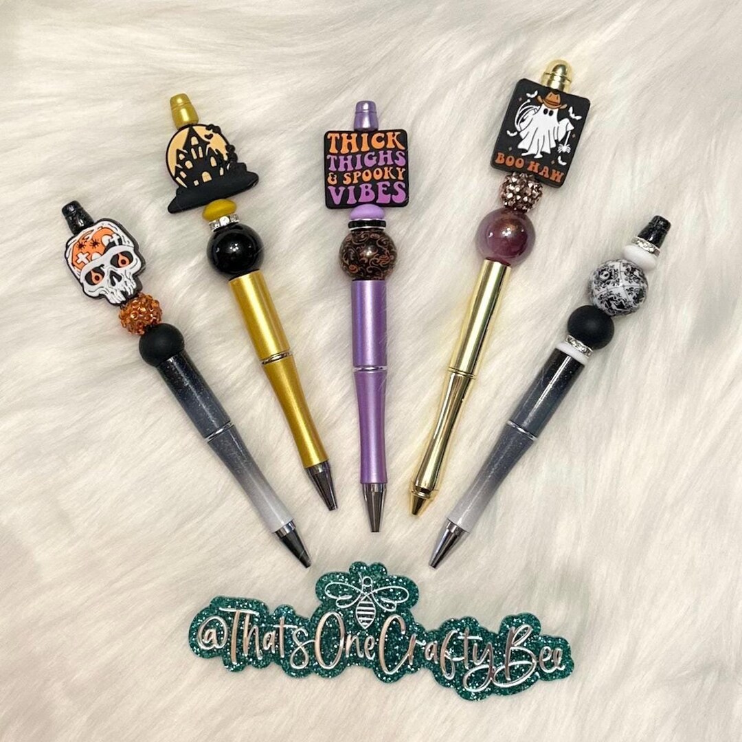 Halloween Beaded Pens Refillable Pens Wicked Without Coffee, Skulls ...