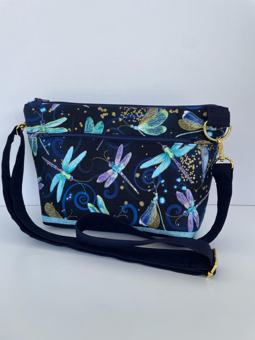 Dragonfly Print Shoulder Bag, Zippered Fabric Handbag - Etsy