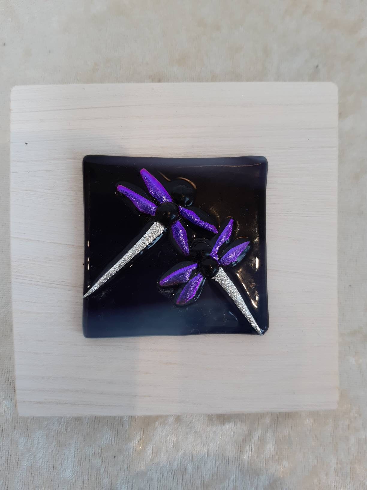 Dragonfly wall plaque. Small handmade fused glass pictures | Etsy