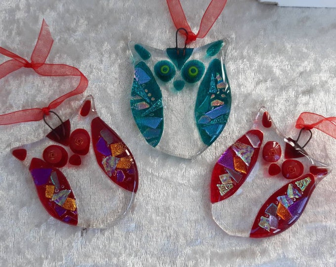 Fused Glass Tall Trees Christmas Decoration- Handmade - Etsy UK