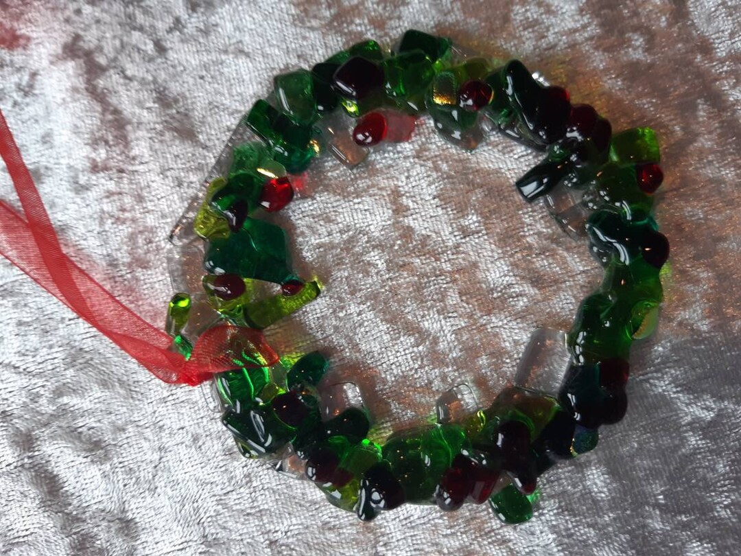 Fused Glass Christmas Tree Decoration. Christmas Wreath. - Etsy
