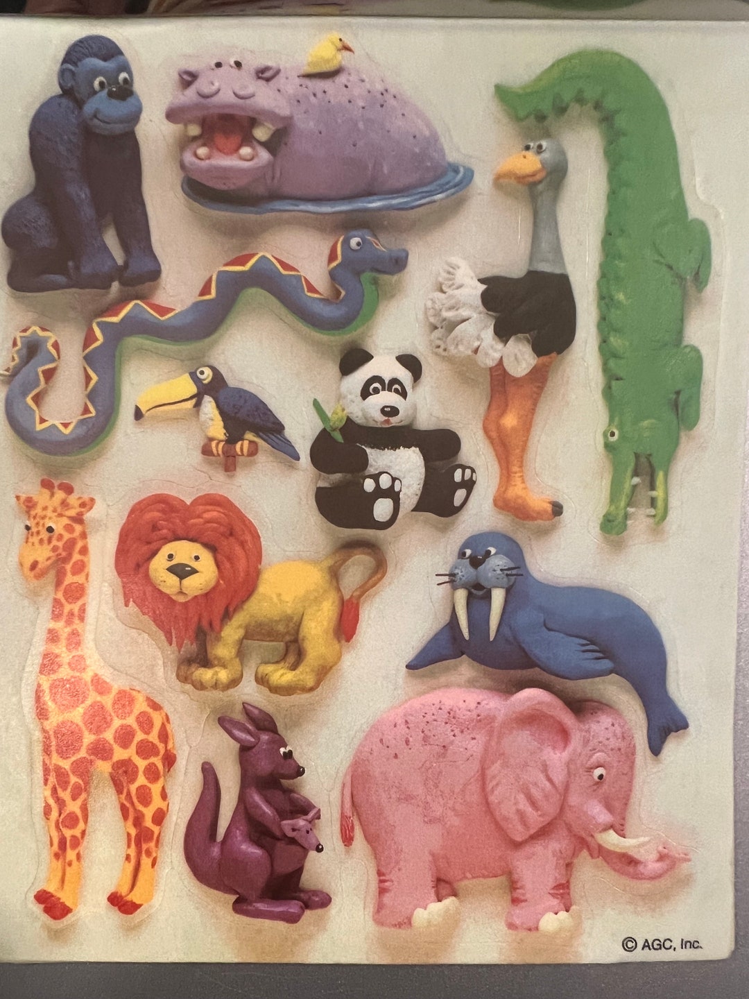 Vintage 90s Animal Sticker Sheet, American Greetings, Giraffe, Snake ...