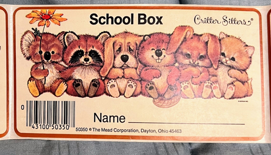 Vintage Critter Sitters School Box Name Label Sticker Mead - Etsy