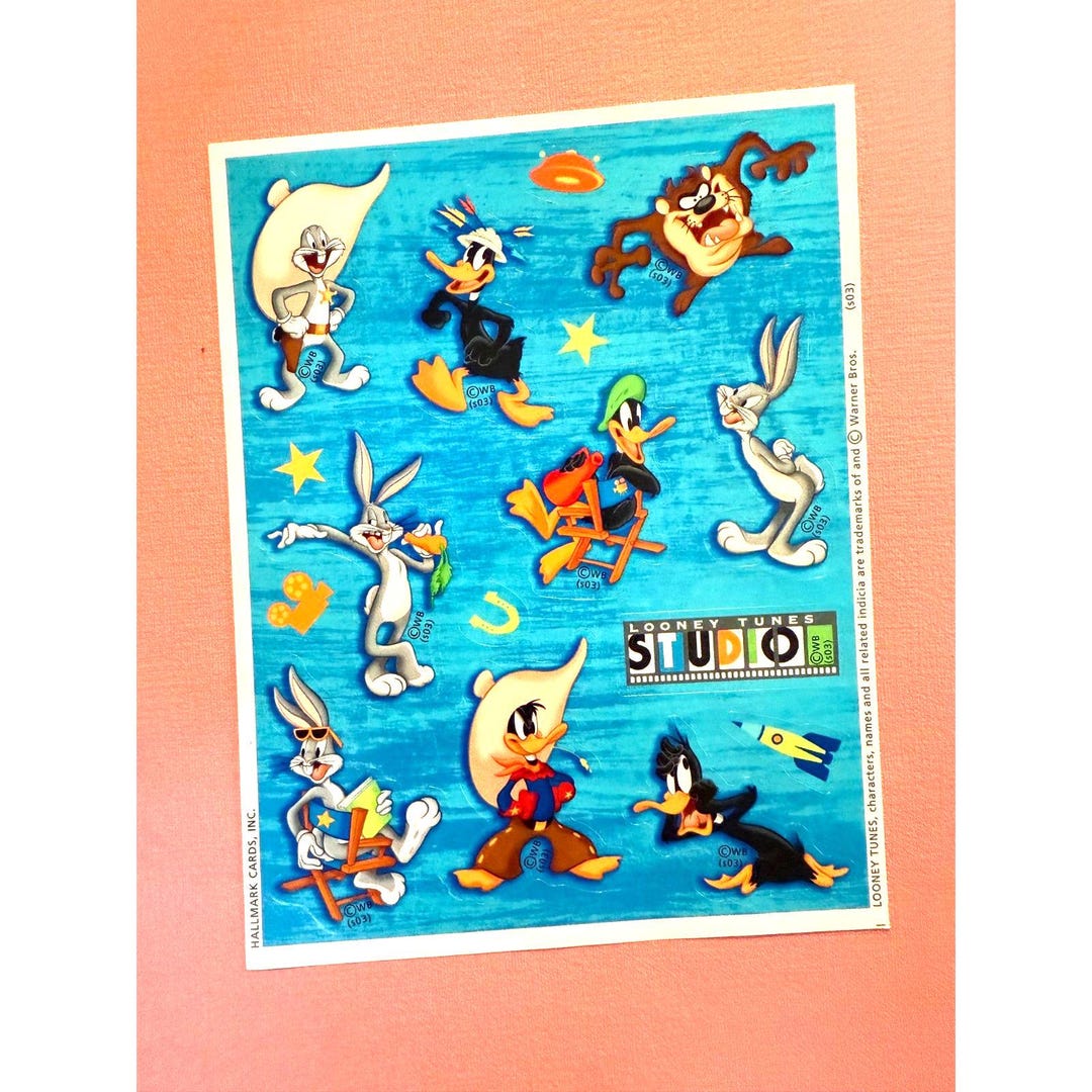 Vintage 1990s Looney Tunes Sticker Sheet, Bugs Bunny, Daffy Duck & More ...