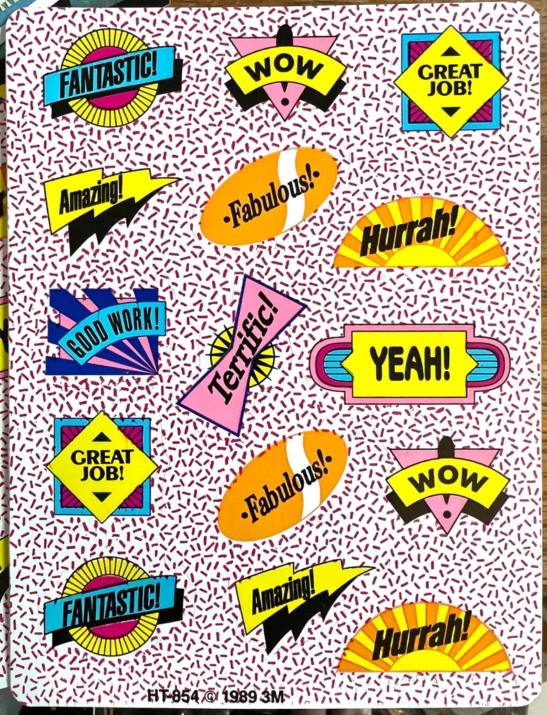 Vintage 1989 New Wave 80s Achievement Sticker Sheet, Fantastic, WOW ...