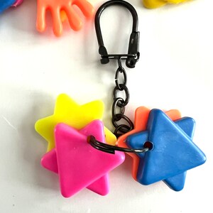 Vintage 1980s Kitschy Keychains, Hands, Stars, Teddybears, Plastic ...