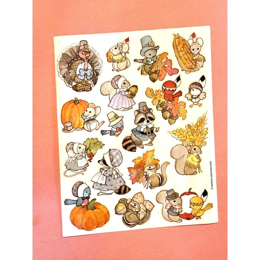 Vintage 1990s Thanksgiving Fall Autumn Sticker Sheet, Hallmark - Etsy