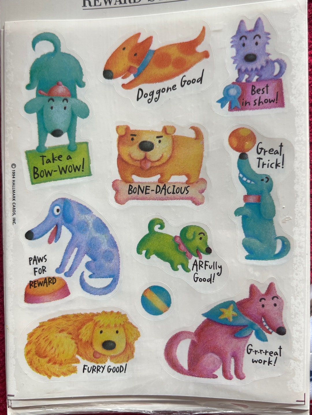 Vintage 90s Puppy Dog Reward Achievement Sticker Sheet. Hallmark - Etsy