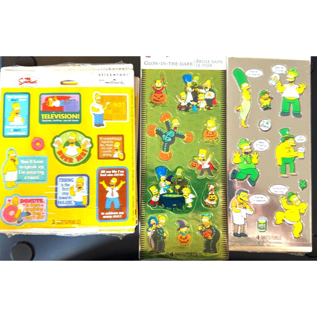 Simpsons Sticker Sheet; Your Choice: Homer, Glow in the Dark Halloween ...