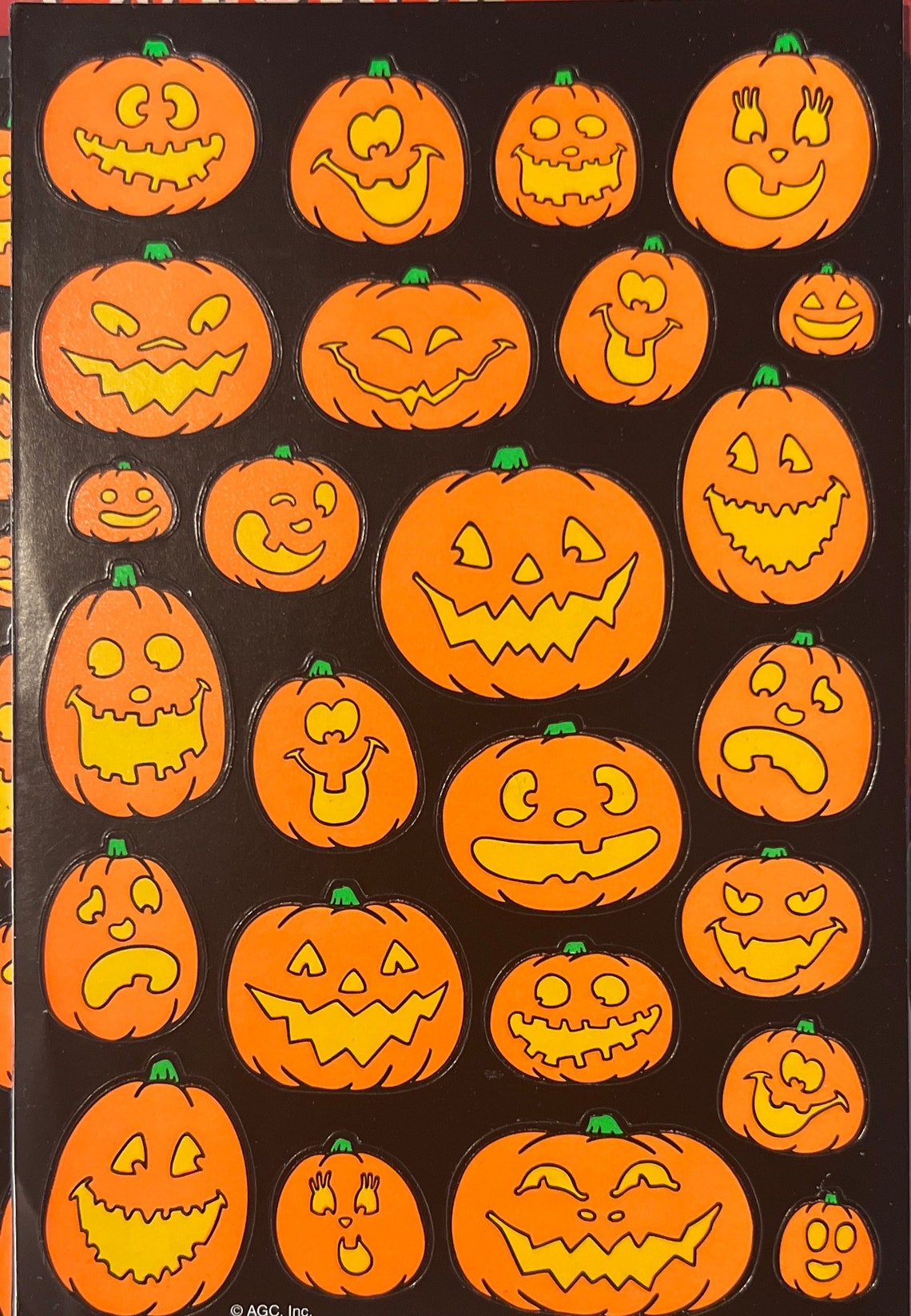 Vintage 1990s Halloween Pumpkin Sticker Sheet. American Greetings ...