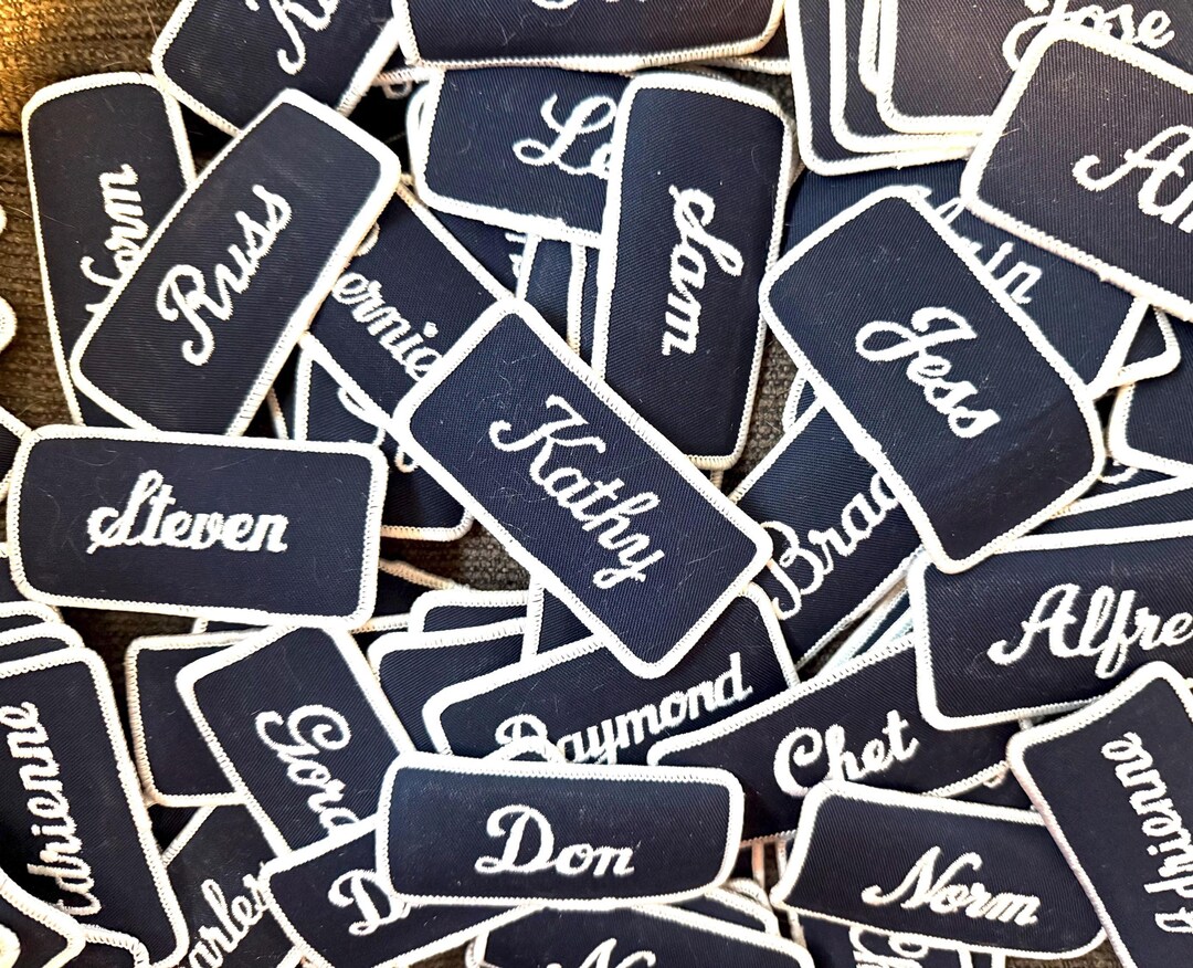 Vintage 1970s Blue Name Patches, Oval, Fabric, Men's, Women's ...
