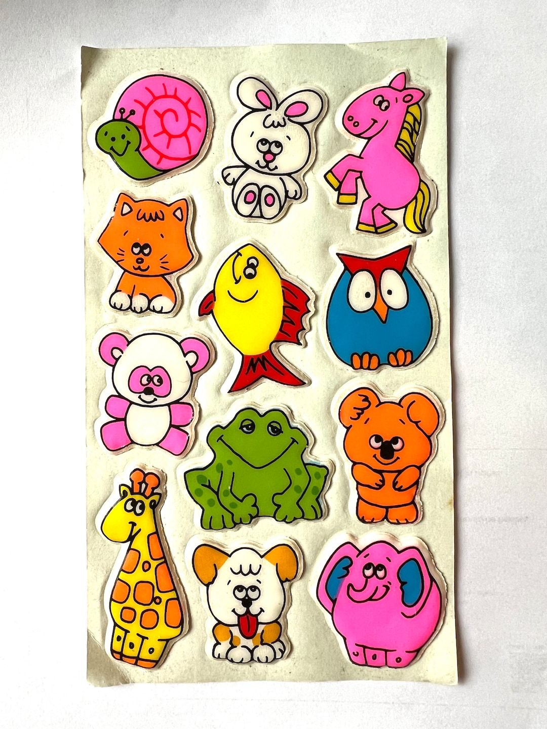 Vintage 1980s Puffy Animal Stickers; Your Choice, Snail, Owl, Bunny ...