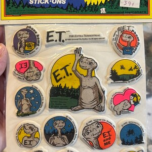 Vintage 1982 E.T. Puffy Sticker Pack ET the Extra Terrestrial. 80s ...