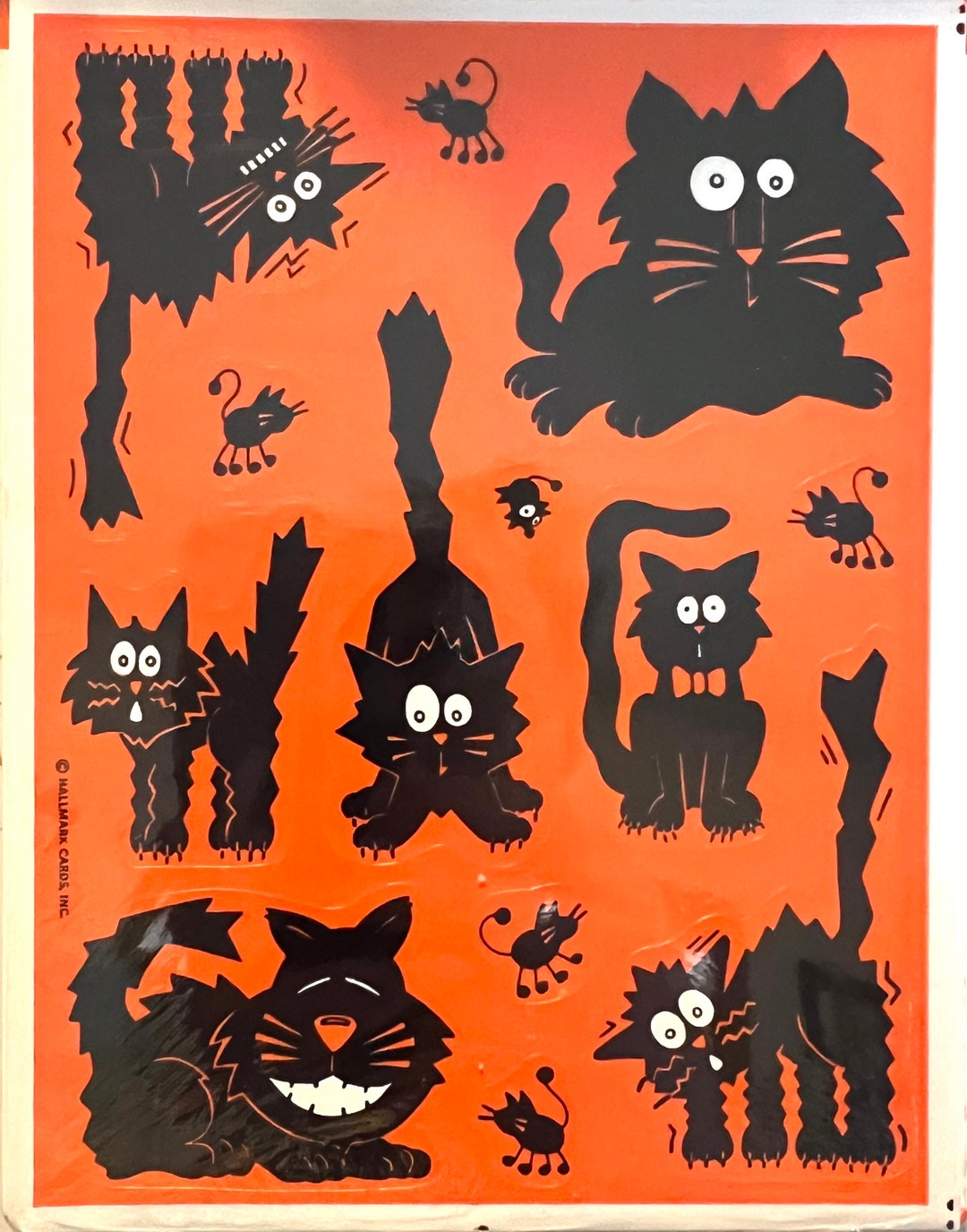 Vintage 80s Scared Black Cat Halloween Sticker Sheet, Hallmark - Etsy