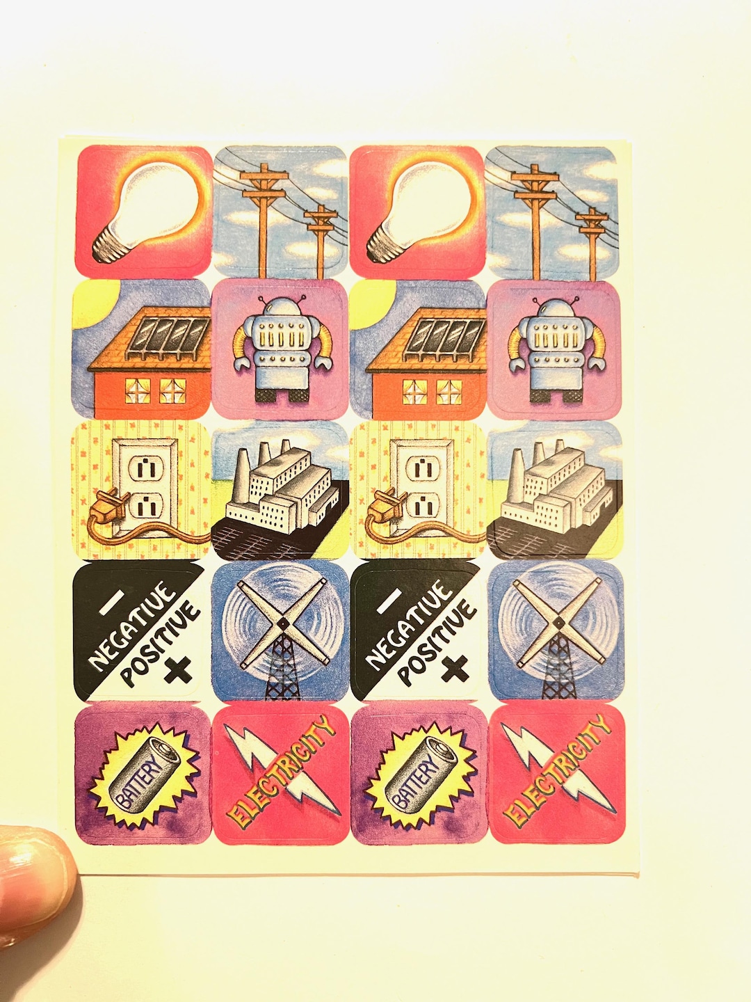 Vintage 1990s Electricity Sticker Sheet, Negative/positive, Robots ...