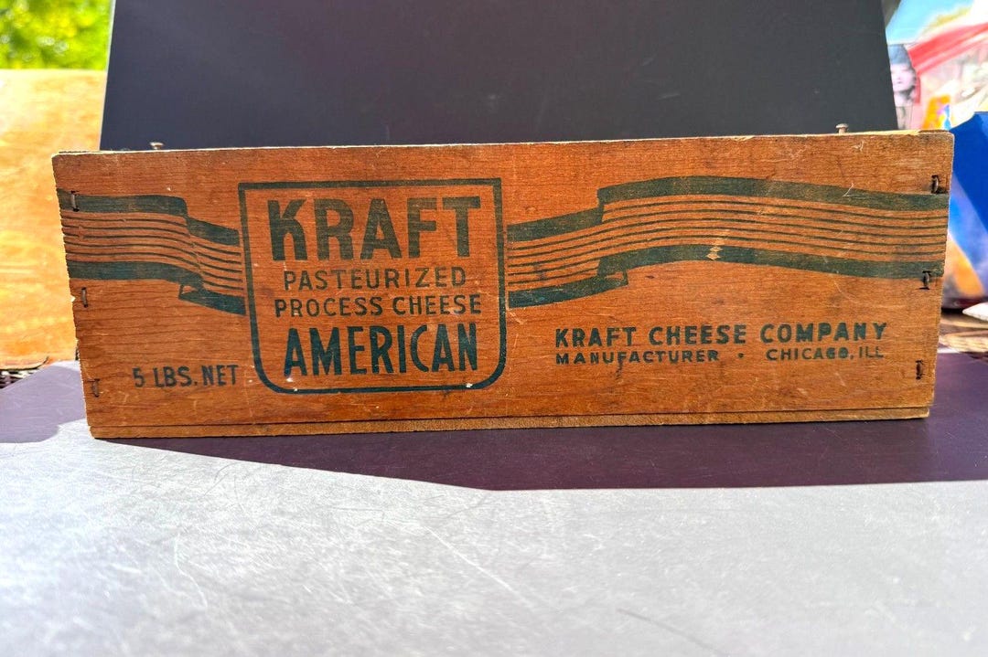 Vintage 1940s Wooden Kraft American Cheese Box, 5-lb Size, Chicago ...