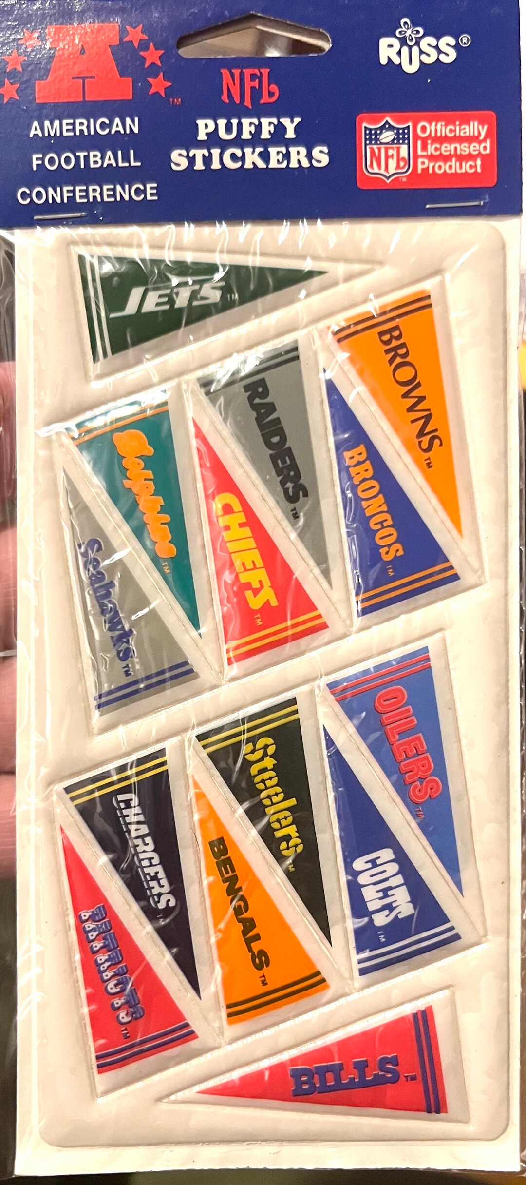 Vintage Puffy NFL Footbal Team Flag Sticker Pack, 14 Stickers Total ...