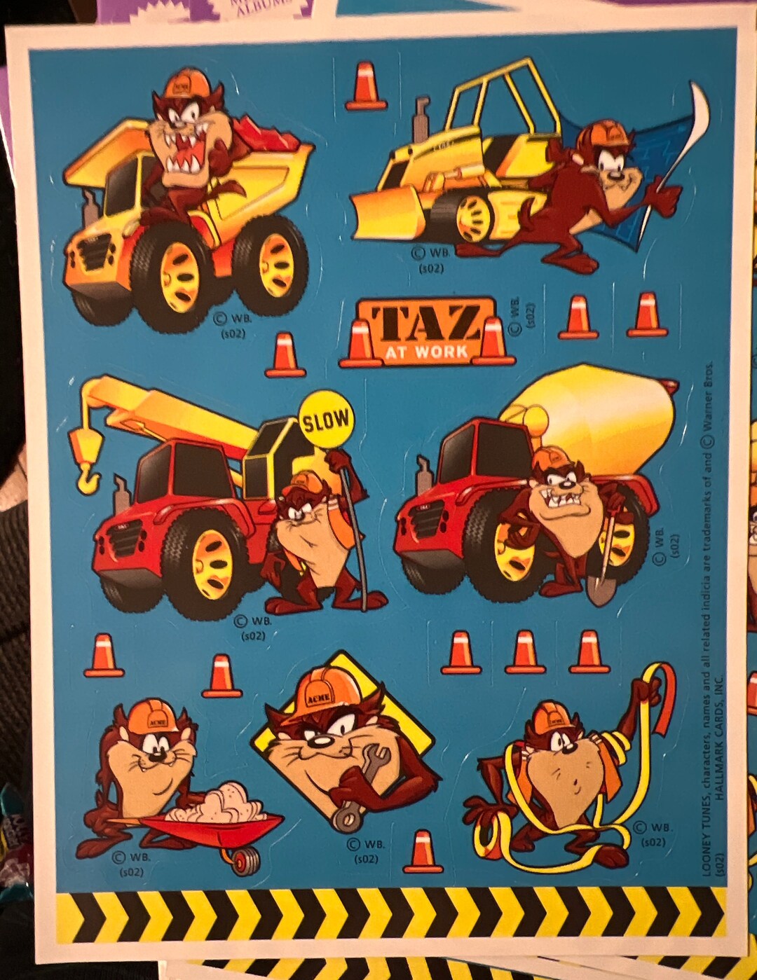 Vintage Taz at Work Sticker Sheet. Hallmark. Tasmanian Devil. One Sheet ...