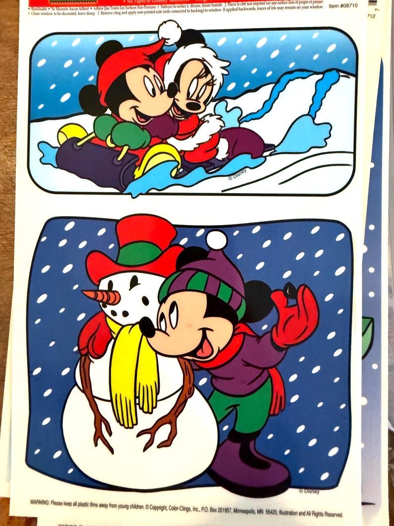 Vintage 1990s Mickey Mouse Christmas Window Clings, Disney, Your Choice ...