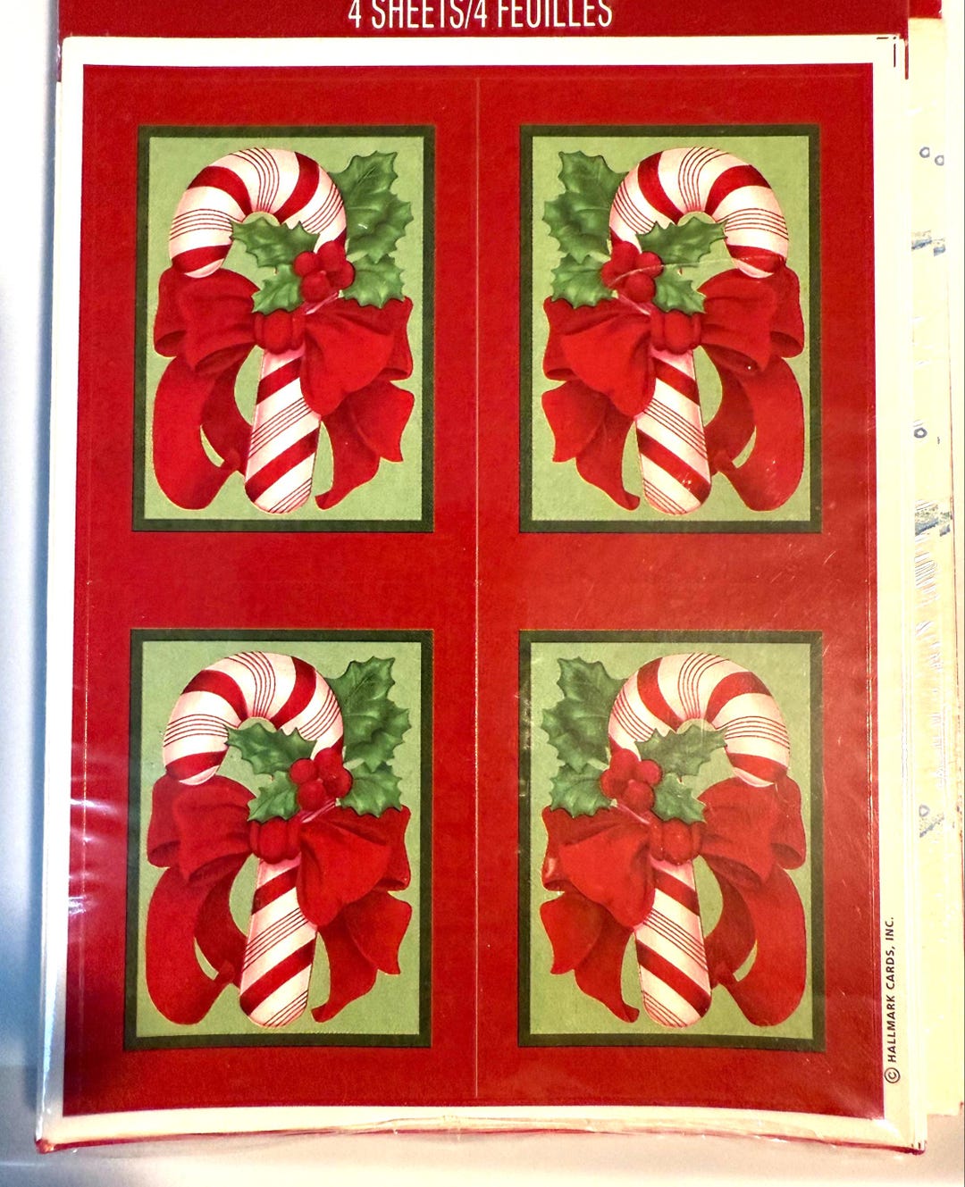 Vintage 1980s Candycane Christmas Sticker Sheets, Hallmark, Candy Cane ...