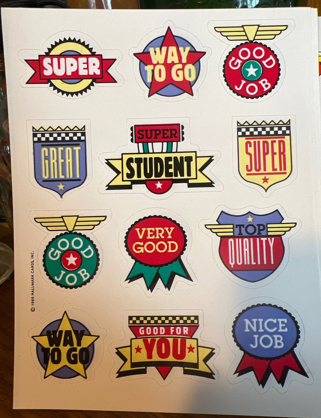 Vintage 1989 Super Good Job Achievement Reward Sticker Sheet. Hallmark ...