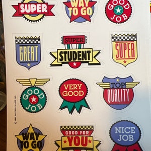 Vintage 1989 Super Good Job Achievement Reward Sticker Sheet. Hallmark ...