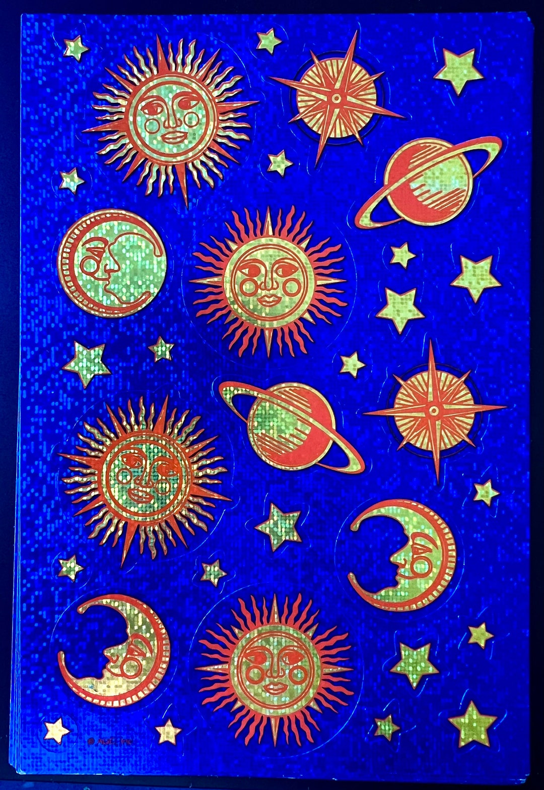 Vintage 1990s Glitter Sun Moon Stars Sticker Sheet, AGC Hallmark - Etsy