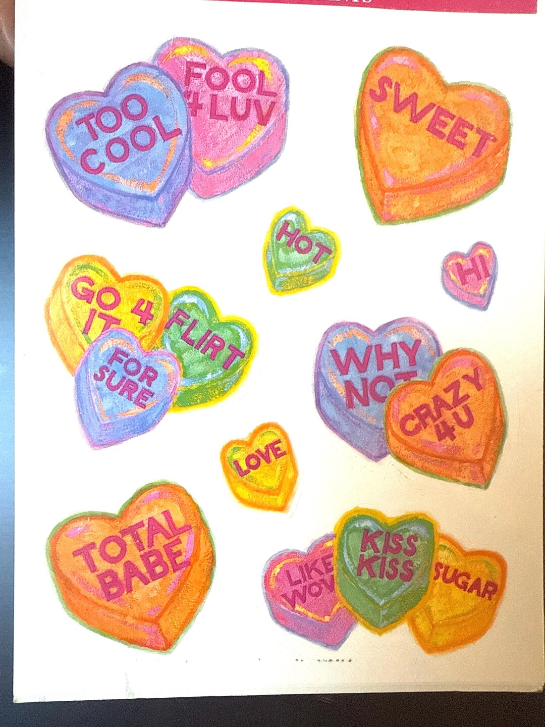 Vintage 1990s Valentine’s Day Hearts Sticker Sheet, Hallmark, Love - Etsy