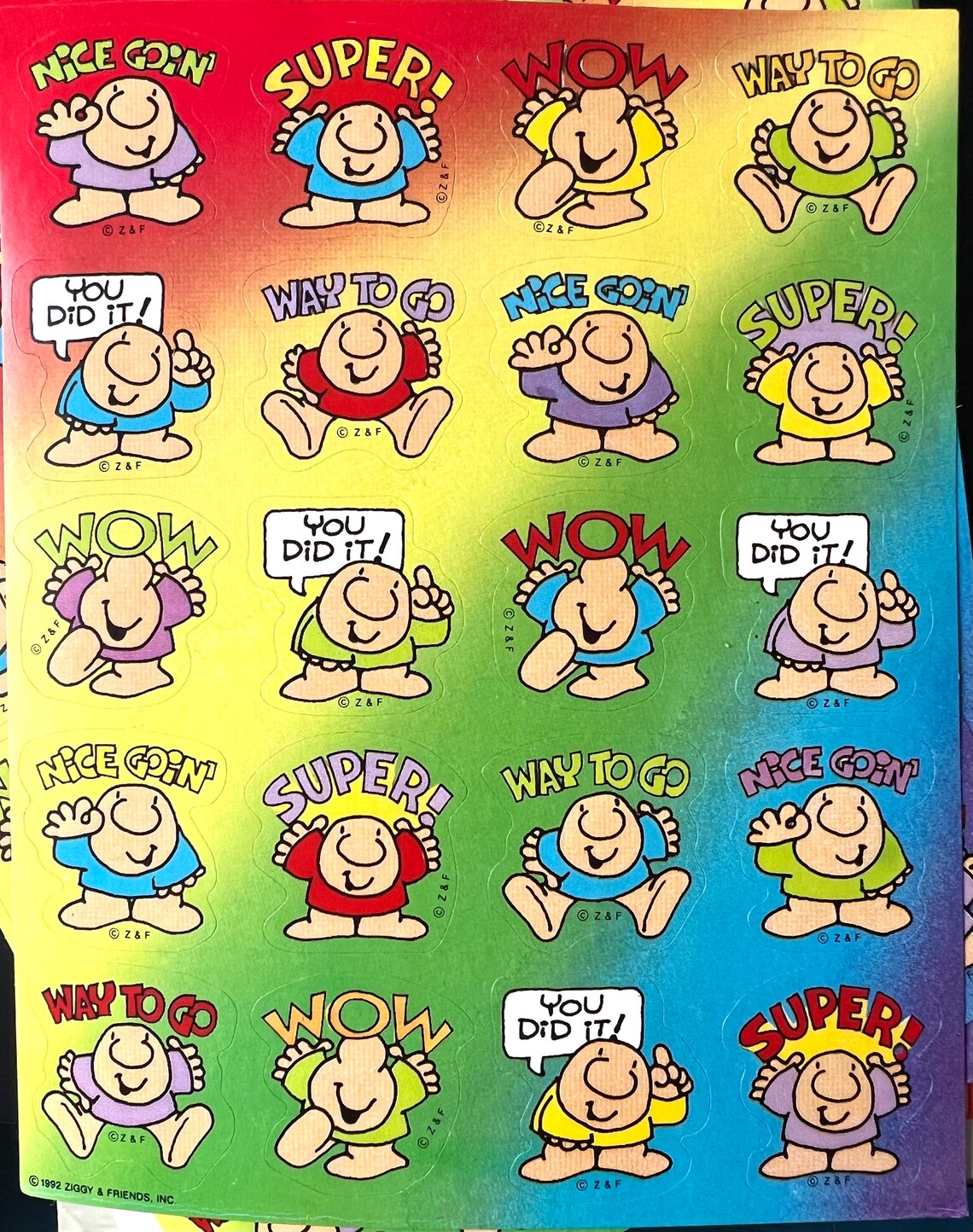 Vintage 1992 Ziggy Sticker Sheet, Achievement, Way to Go, Super! - Etsy
