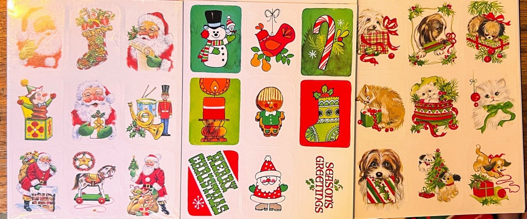 Vintage Christmas Sticker Sheets. Rare and Super Retro. Take Your Pick ...