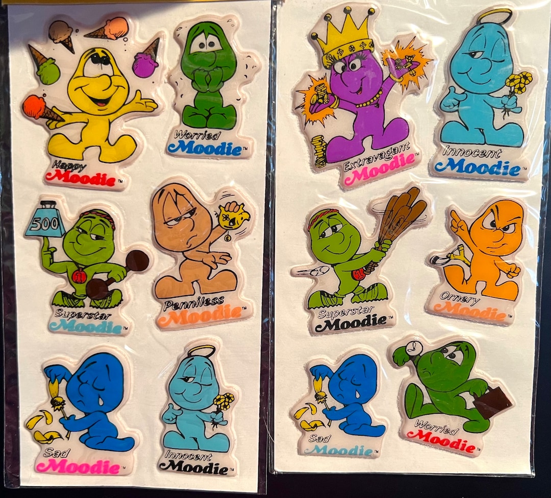Vintage 1983 Moodies Puffy Sticker Pack, Gordy International. - Etsy
