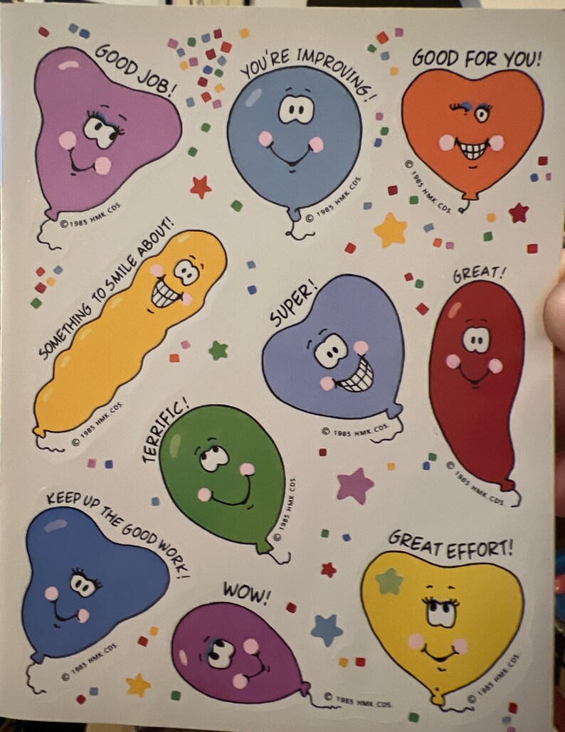 Vintage Balloon Reward Achievement Grading Sticker Sheet. - Etsy