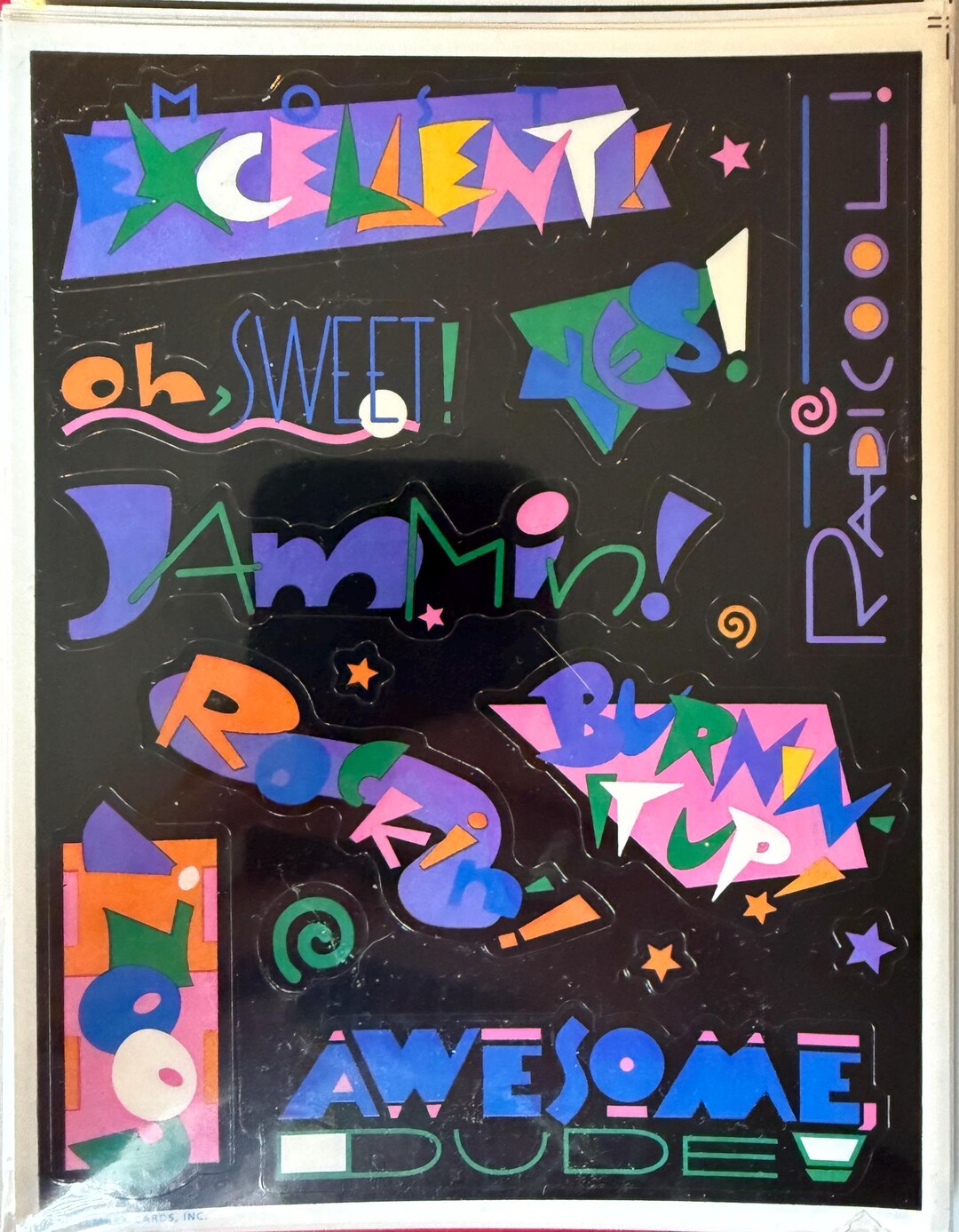 Vintage 1980s Slang Words Sticker Sheet, Hallmark, Jammin, Awesome ...