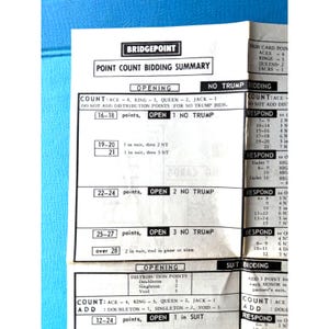 Vintage 1960s Bridgepoint Point Count Summary Sheet, Bridge Card Game ...
