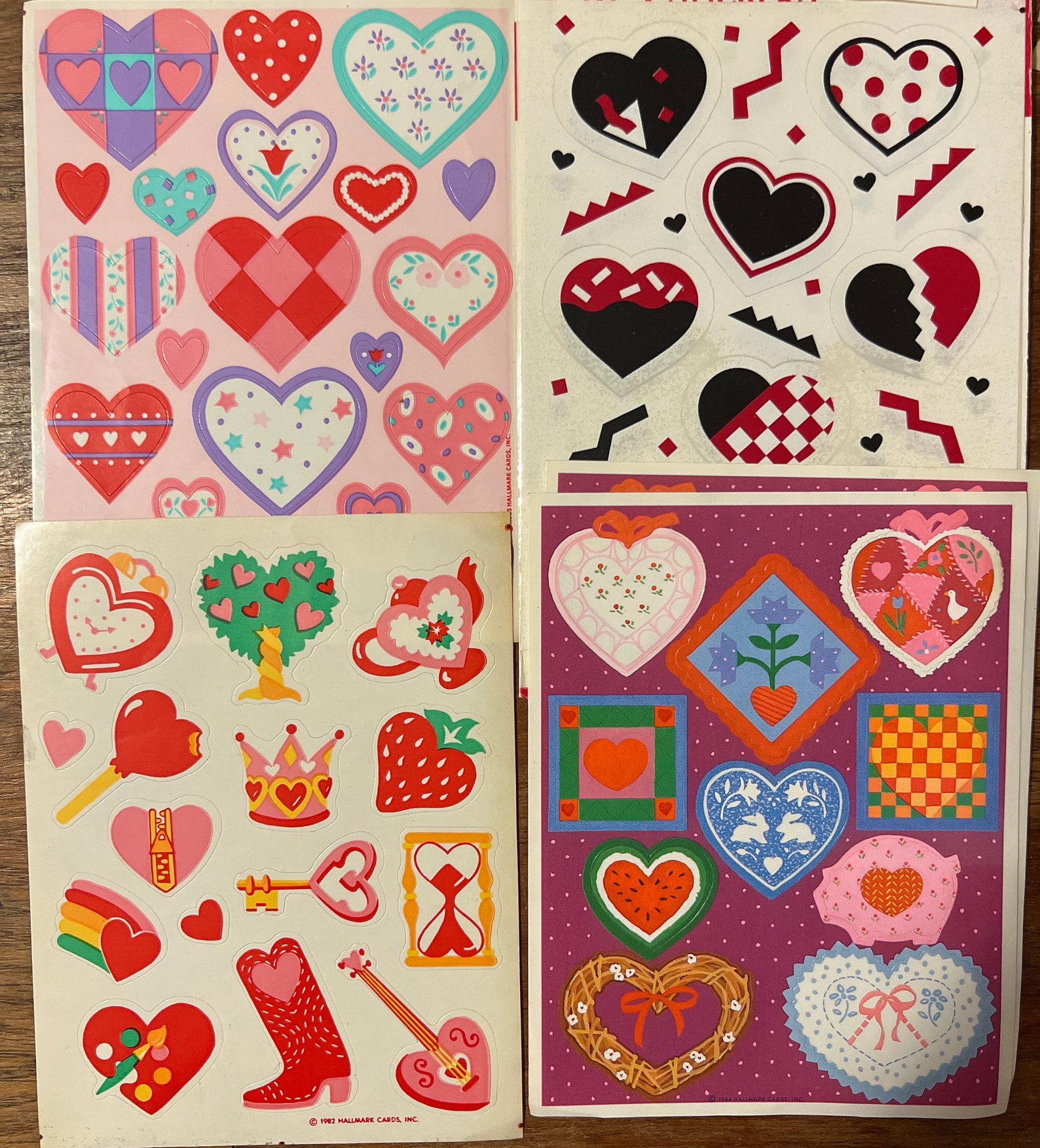 Vintage Heart and Love Sticker Sheets. 1980s Hallmark. Take Your Pick ...