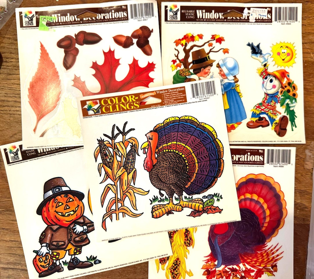 Vintage 1990s Thanksgiving Fall Autumn Window Clings; Your Choice - Etsy