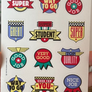 Vintage 1989 Super Good Job Achievement Reward Sticker Sheet. Hallmark ...