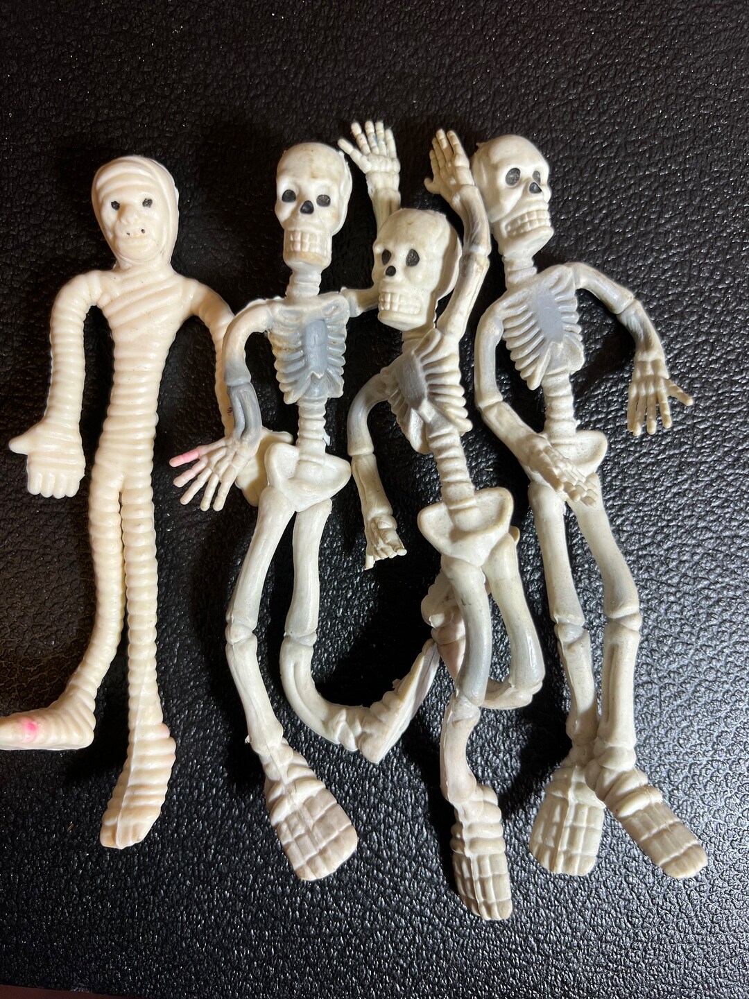 Pair of Vintage Bendable Skeletons and Mummy, Halloween Holiday Scary ...