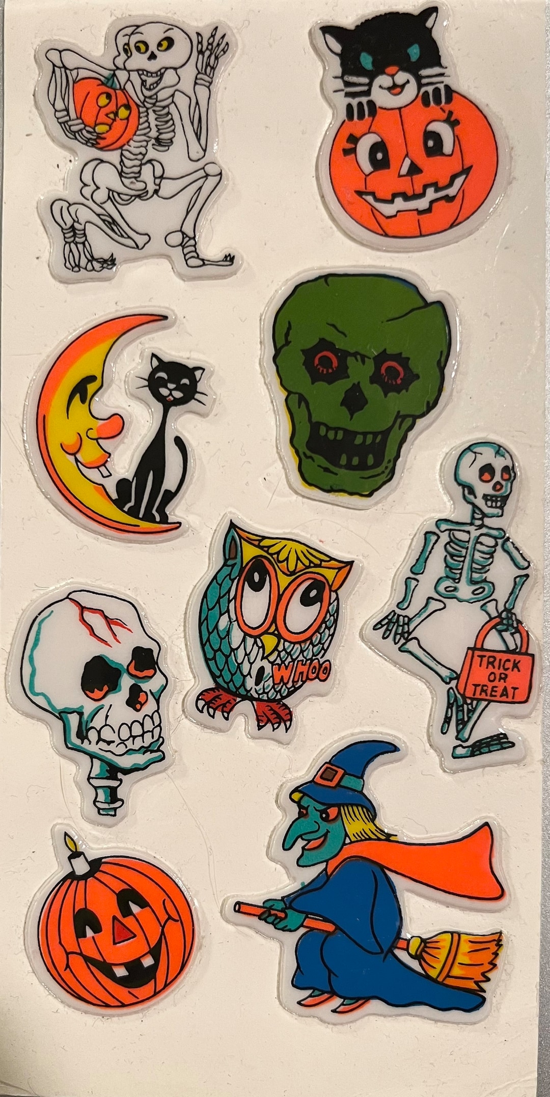 Vintage 1980s Puffy Halloween Stickers, Your Choice, Black Cat, Skull ...