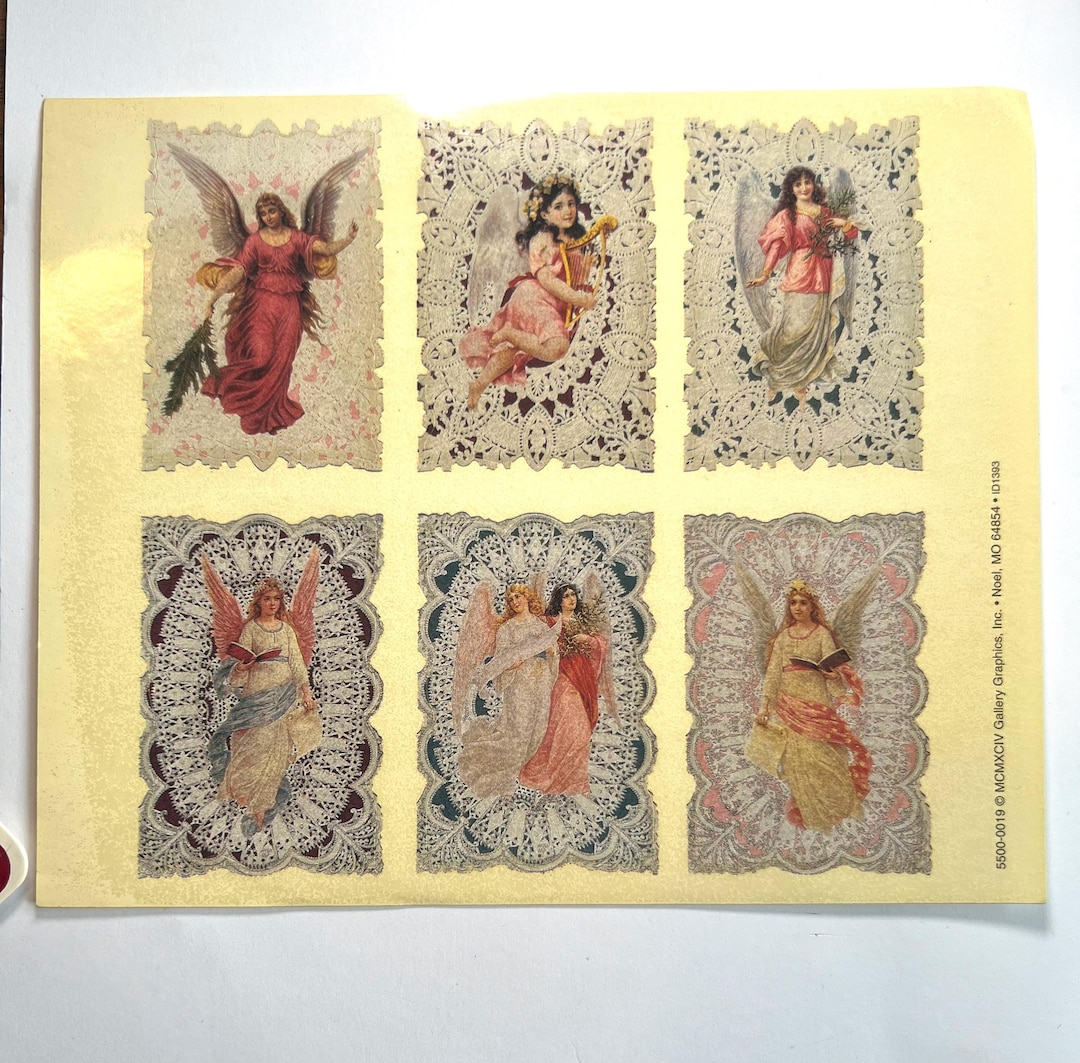 Vintage 1990s Angels Victorian Lace Sticker Sheet - Etsy