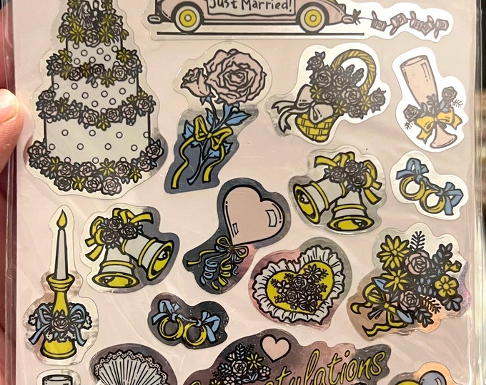 Wedding Repositional Stickers Pack, Limo, Bouquet, Congratulations ...