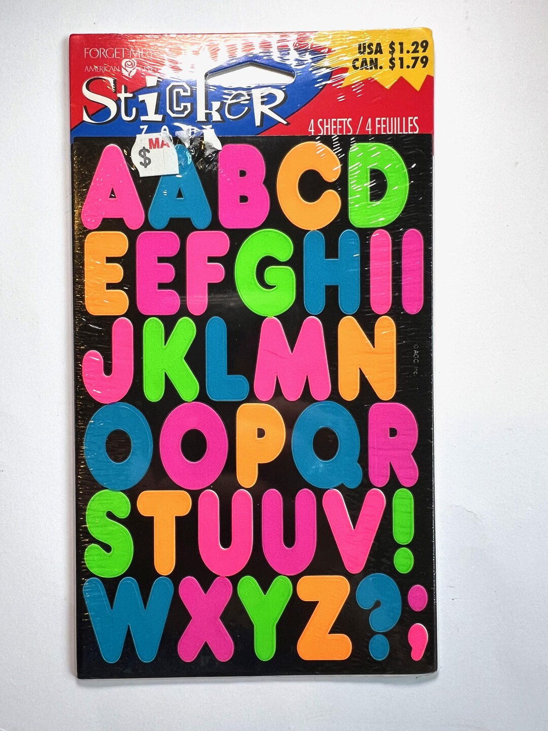 Vintage 1990s Neon Alphabet Letters Sticker Sheet, Hallmark - Etsy