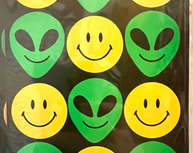Vintage Smiley Face and Alien Sticker Sheet, Hallmark - Etsy