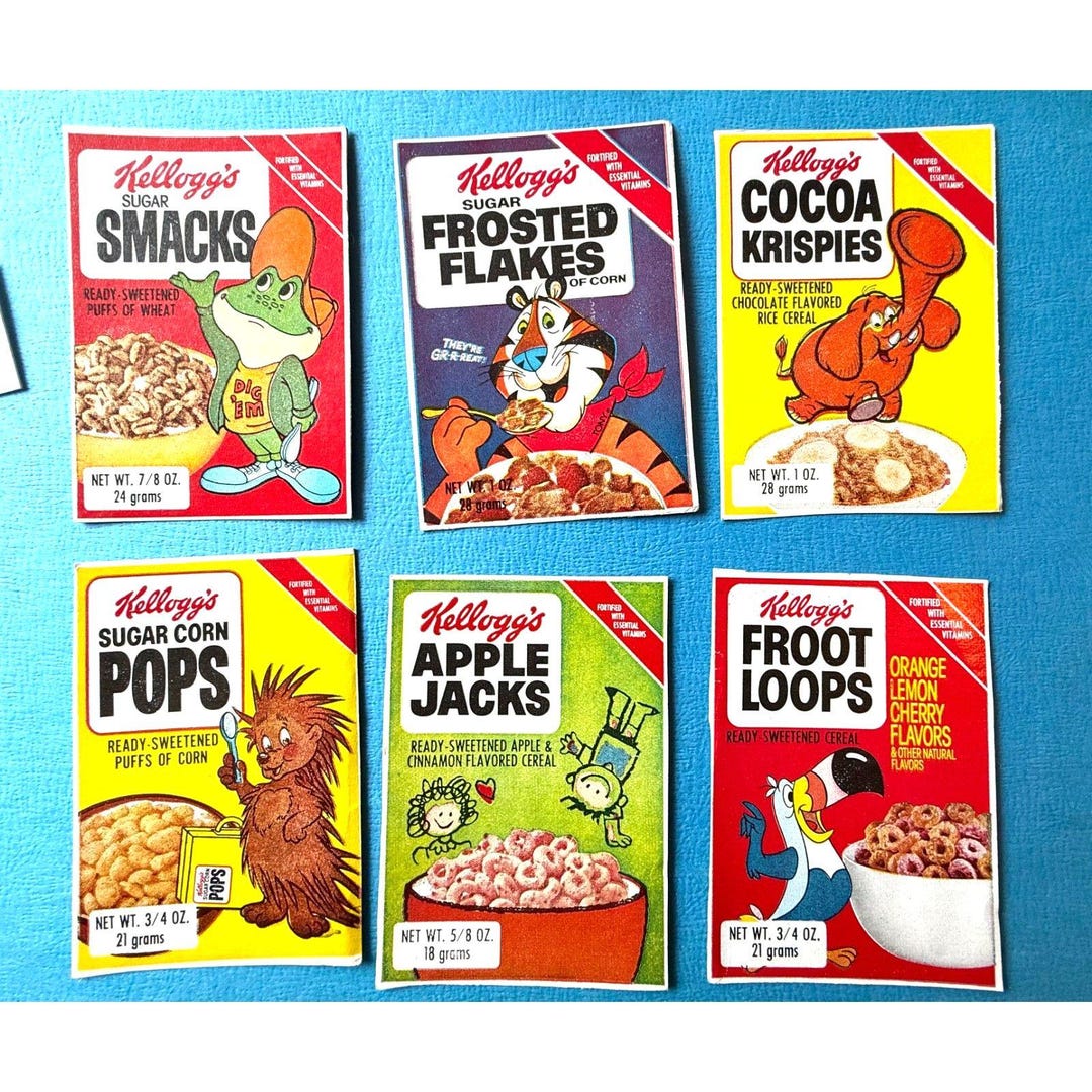 6 Vintage 1970s Kellogg's Cereal Box Cut Outs, Cardboard - Etsy